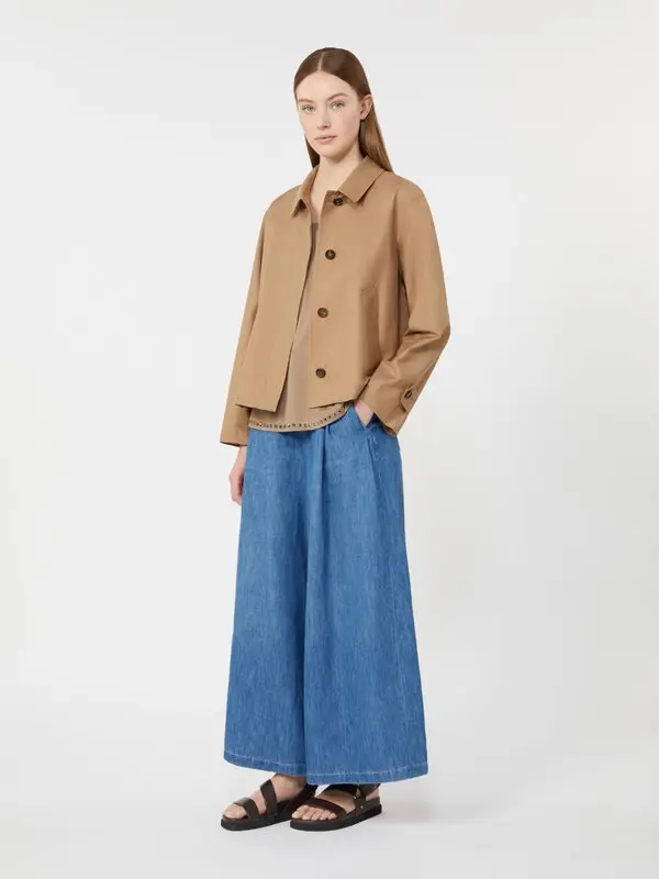 Max Mara Wide-fit Cotton And Linen Denim Trousers