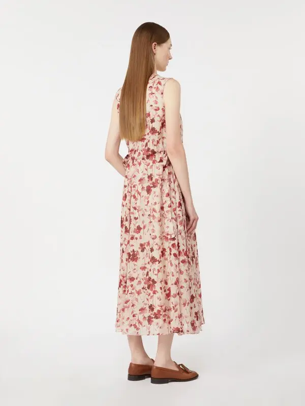 Max Mara Printed Ramie Canvas Maxi Dress - Pink