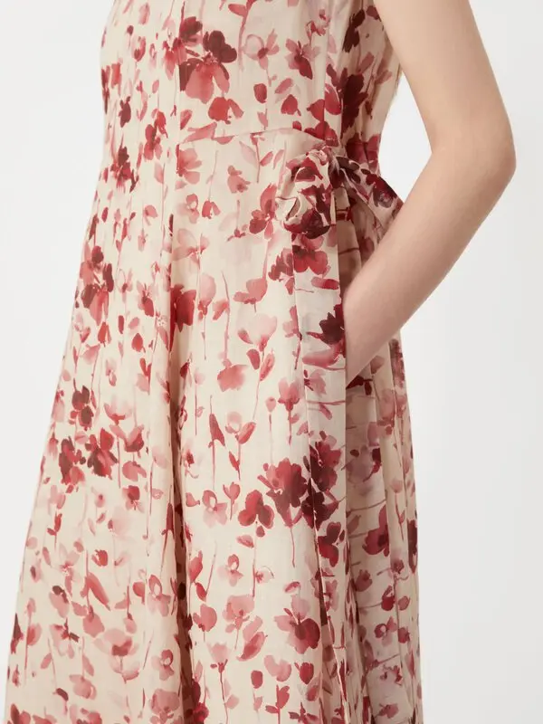 Max Mara Printed Ramie Canvas Maxi Dress - Pink