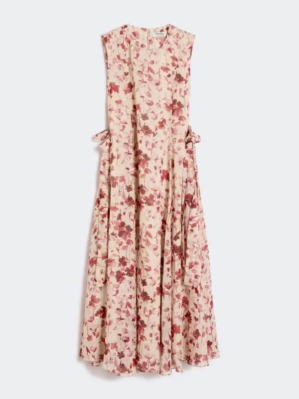 Max Mara Printed Ramie Canvas Maxi Dress - Pink