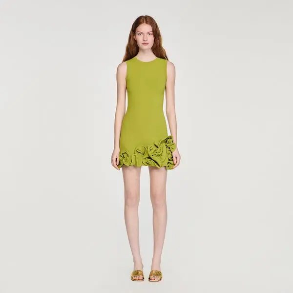 Sandro Floral Knit Mini Dress - Green