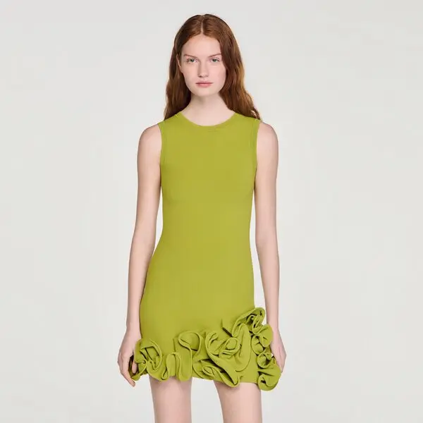 Sandro Floral Knit Mini Dress - Green