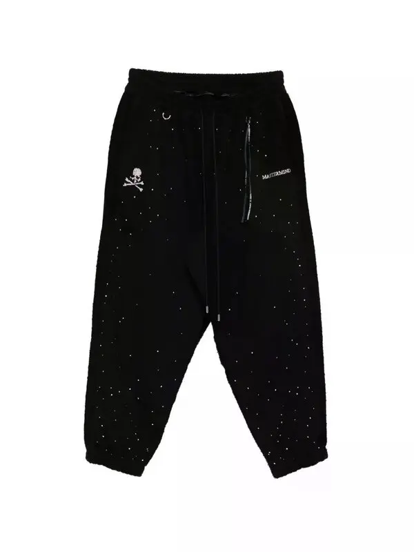 MASTERMIND WORLD Logo Crystal-embellished Track Pants - Black