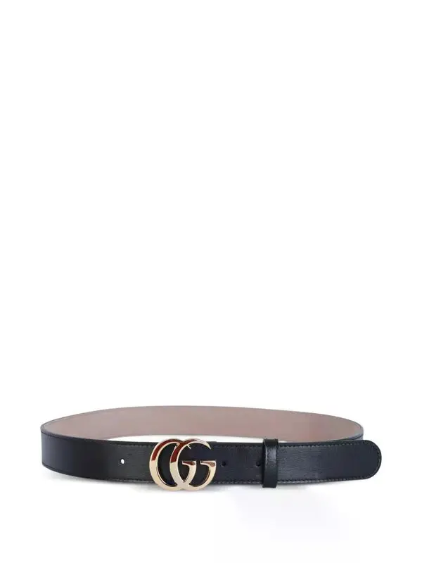 Gucci Interlocking Buckle Leather Belt - Black