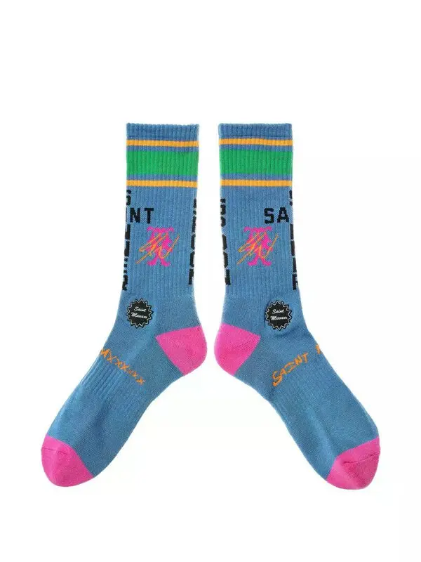 SAINT MXXXXXX X Sean Wotherspoon Stripe Graphic Socks - Blue