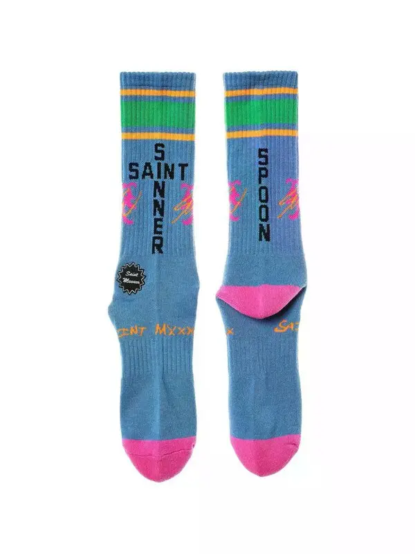 SAINT MXXXXXX X Sean Wotherspoon Stripe Graphic Socks - Blue