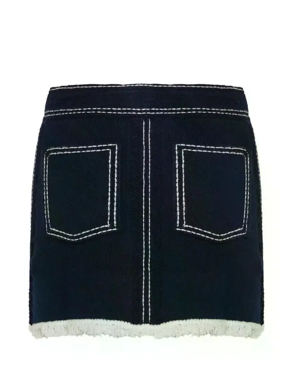 BARRIE Mini Skirt With Fringe And Stitching