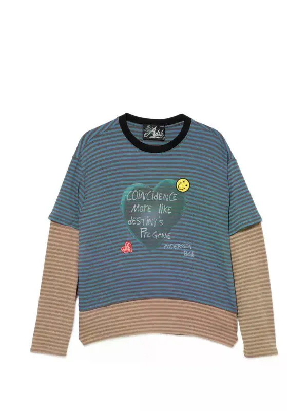 Andersson Bell Heart Message Striped T-shirt