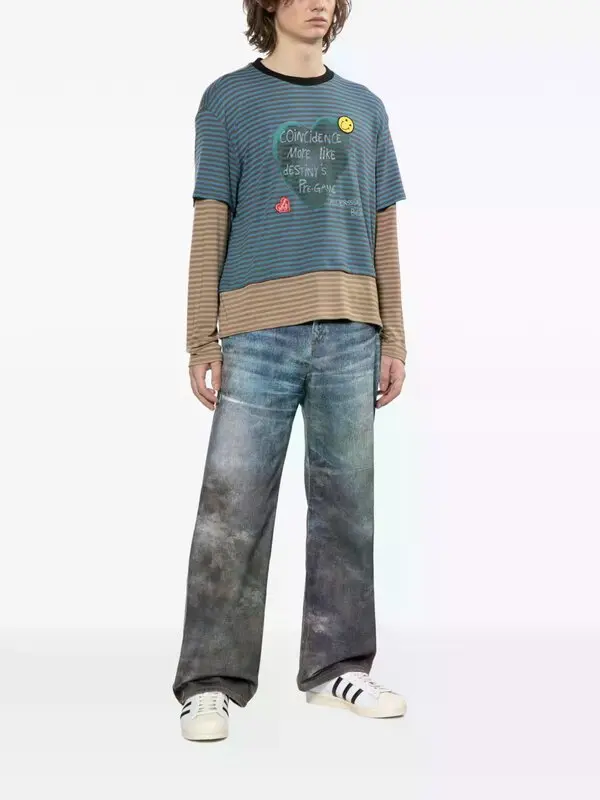 Andersson Bell Heart Message Striped T-shirt