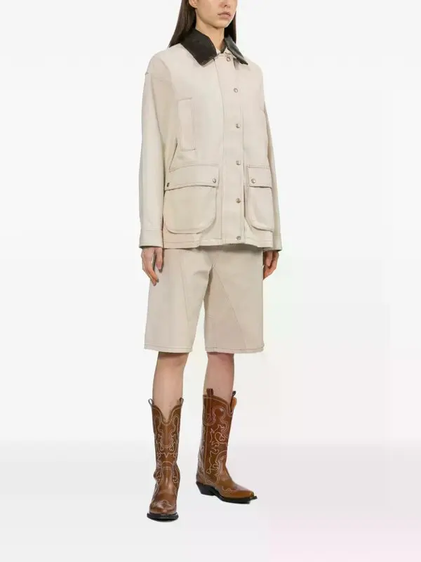 HALFBOY Leather Collar Barn Jacket