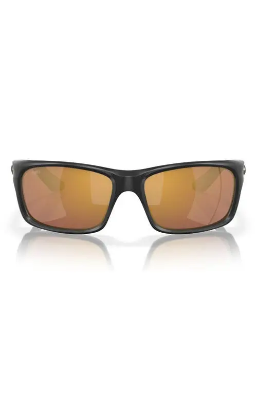 COSTA DEL MAR 62mm Rectangular Sunglasses - Matte Black/gold Mirror