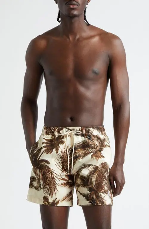 Moncler Printed Swim Trunks - Beige