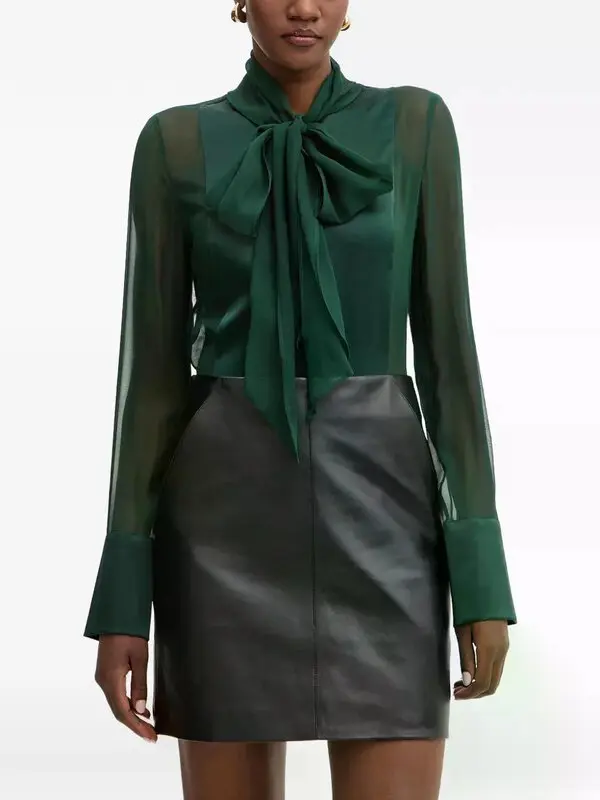 Retrofete Tie-detail Sheer Blouse - Green