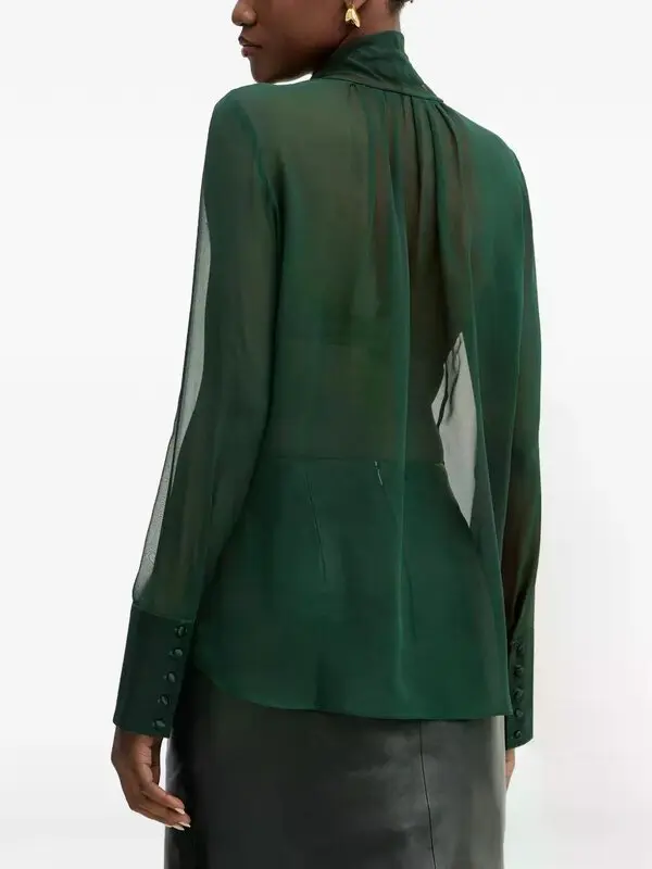 Retrofete Tie-detail Sheer Blouse - Green