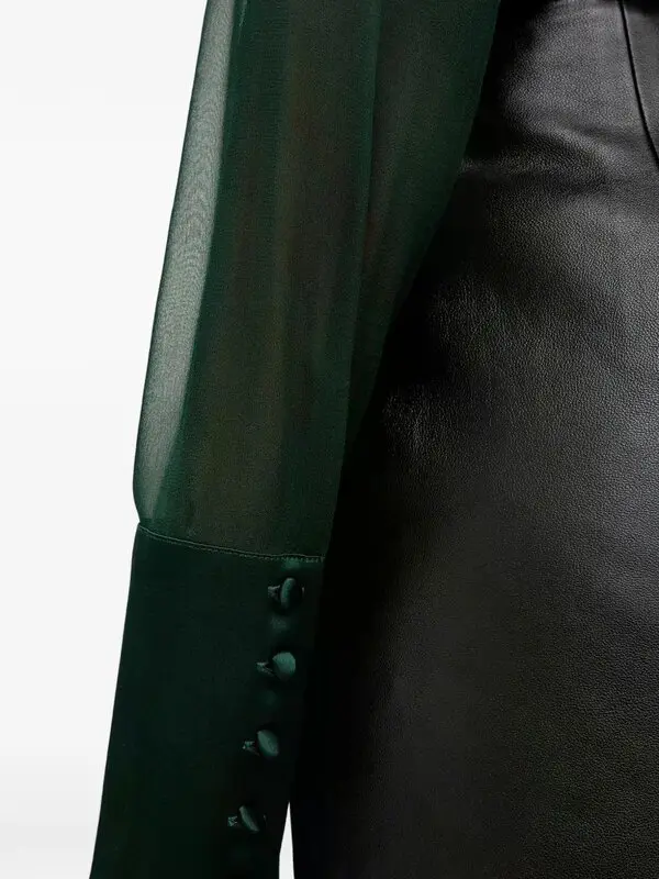Retrofete Tie-detail Sheer Blouse - Green
