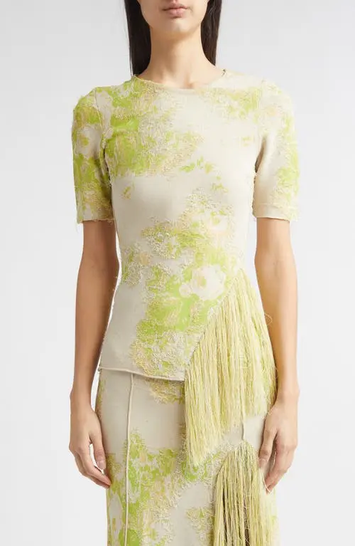 Erdem French Fray Short Sleeve Knit Top - Chartreuse