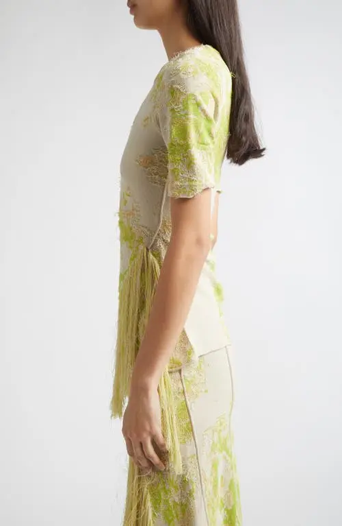 Erdem French Fray Short Sleeve Knit Top - Chartreuse