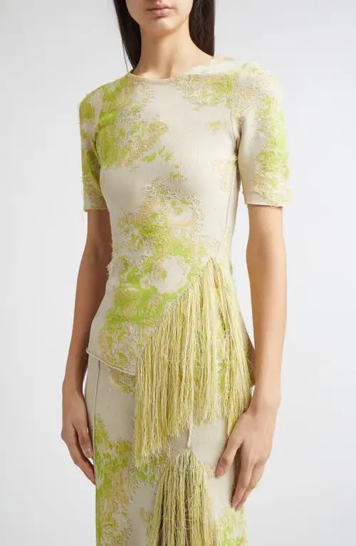 Erdem French Fray Short Sleeve Knit Top - Chartreuse