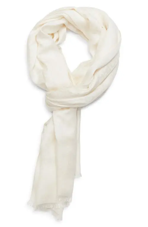 FERRAGAMO Gancini Silk & Wool Fringe Scarf