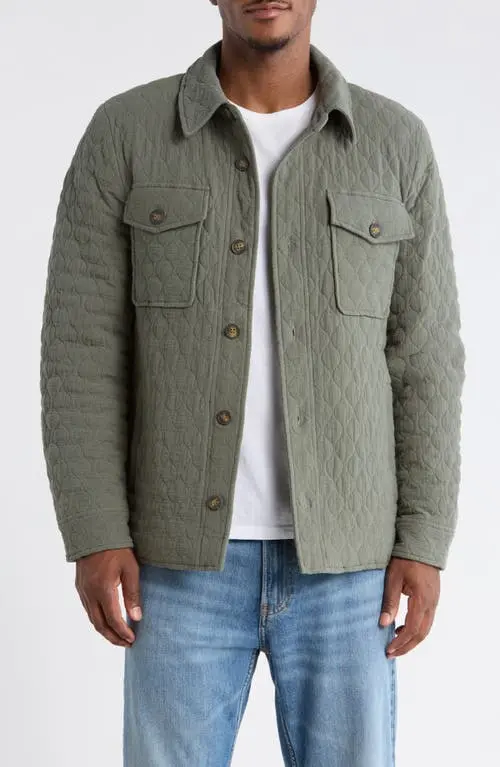 Bagatelle Quilted Cotton-seersucker Shirt Jacket - Moss