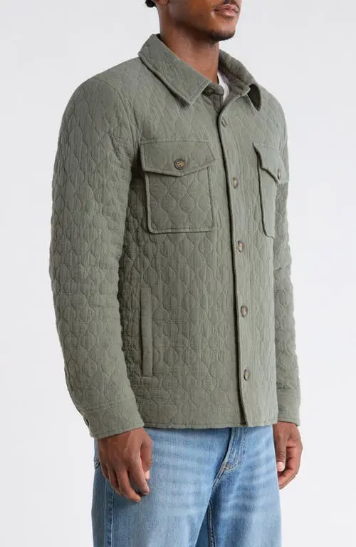 Bagatelle Quilted Cotton-seersucker Shirt Jacket - Moss