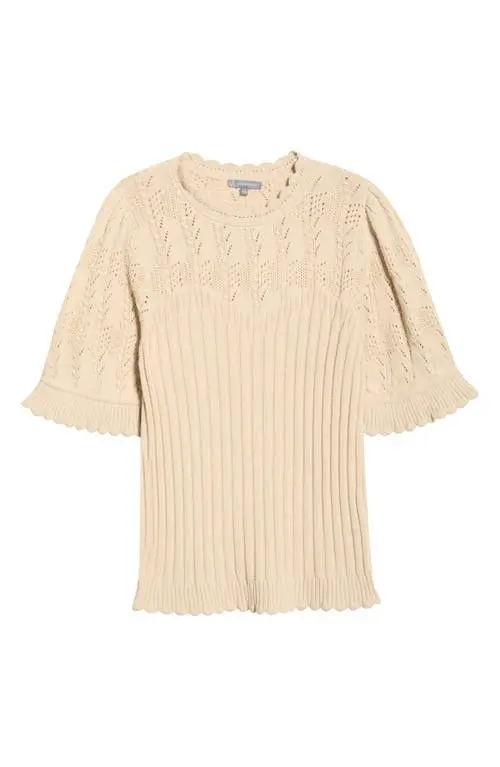 Wit & Wisdom Frill Sleeve Mixed Stitch Cotton Blend Sweater