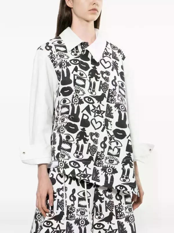 Comme Des Garçons Side-button Printed Jacket