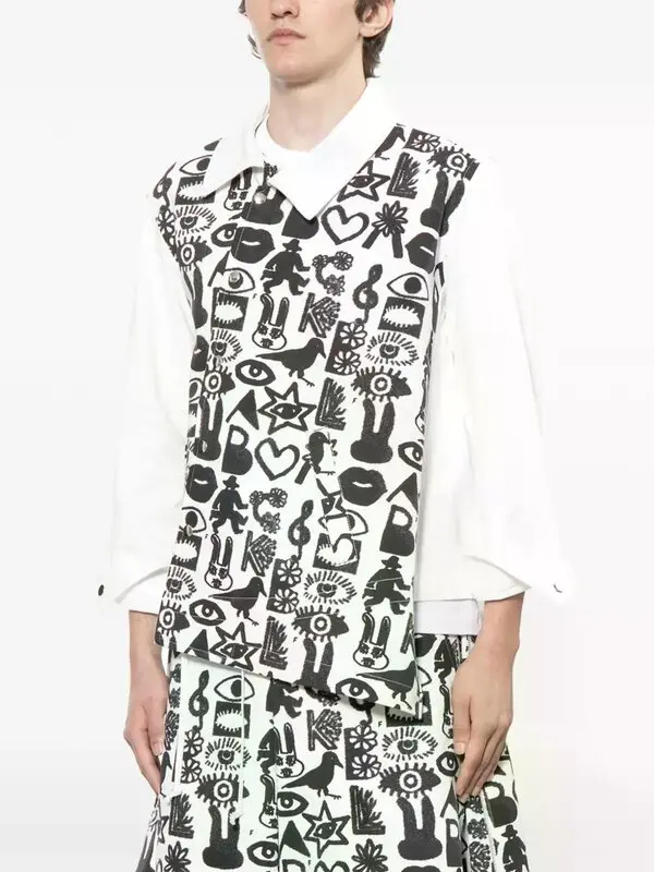 Comme Des Garçons Side-button Printed Jacket