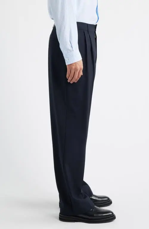 FRAME Pleated Wide-leg Wool Trousers