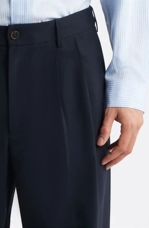 FRAME Pleated Wide-leg Wool Trousers