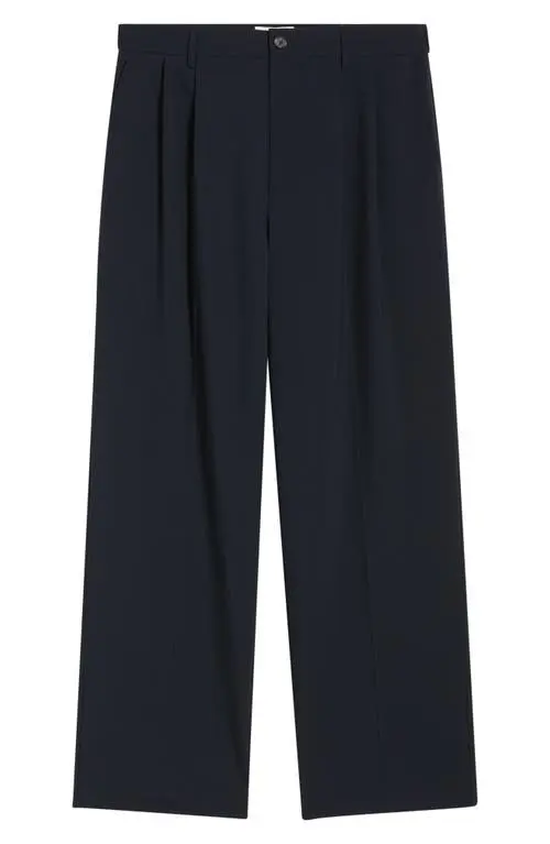 FRAME Pleated Wide-leg Wool Trousers