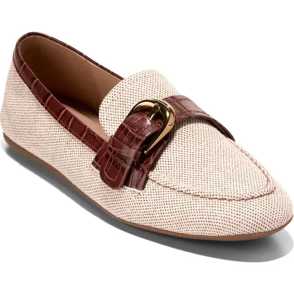 Cole Haan Grand Ambition Alette Buckle Loafer - Natural Canvas/mahogany