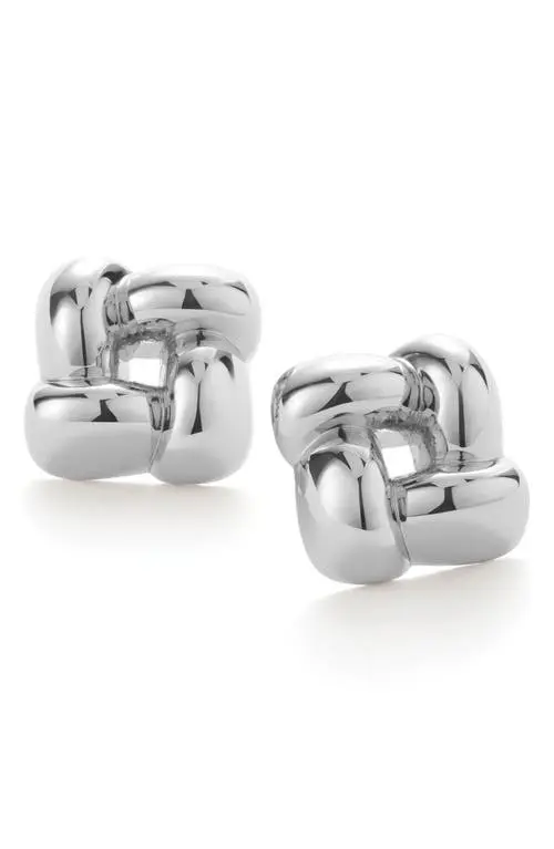 Jenny Bird Medium Woven Square Stud Earrings - High Polish Silver