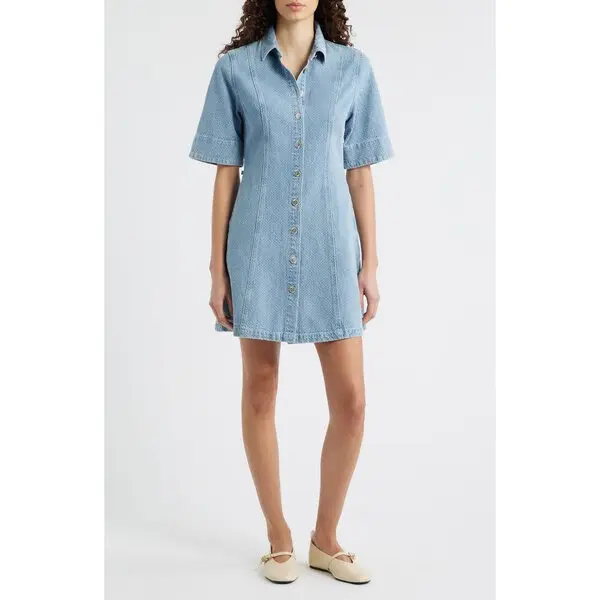 FRNCH Ellyne Embroidered Denim Shirt Dress