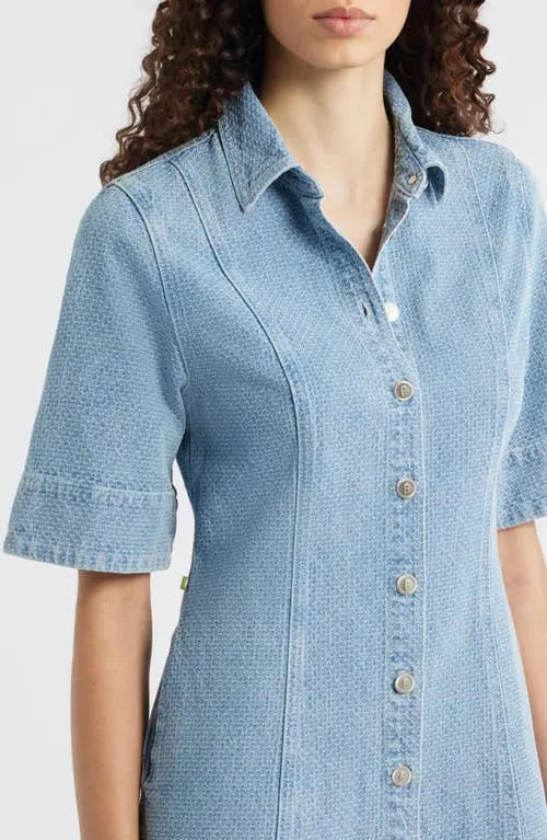 FRNCH Ellyne Embroidered Denim Shirt Dress