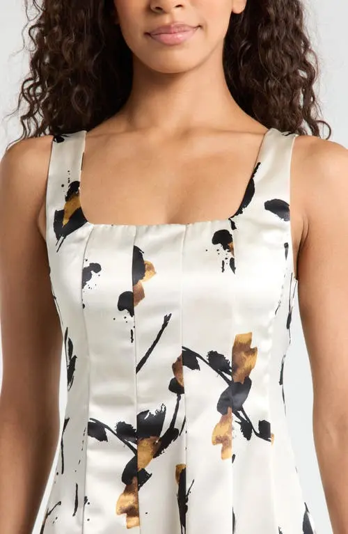MELLODAY Floral Print Satin Maxi Dress