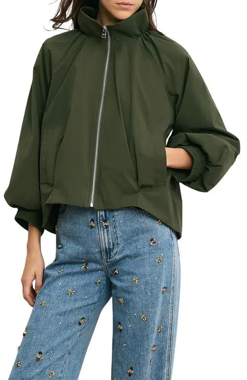 Veronica Beard Circe Faille Bubble Jacket - Army
