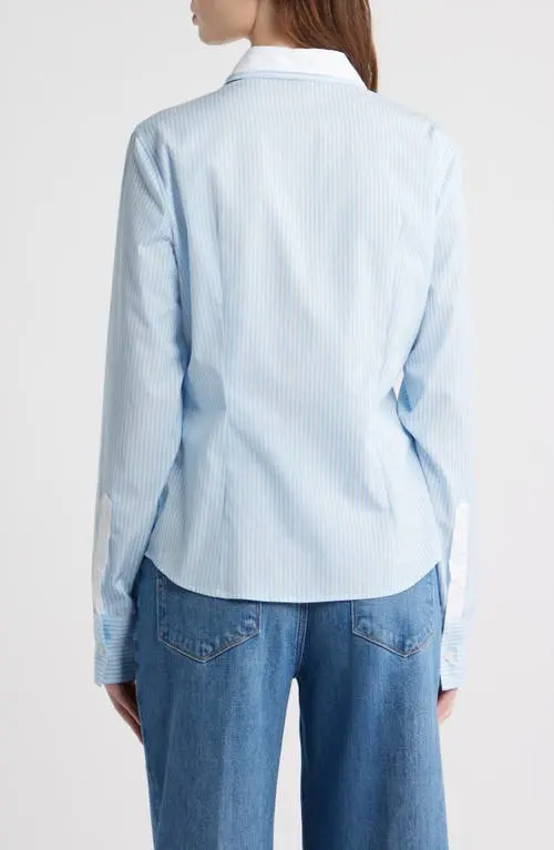 Rag & Bone Striped Cotton Button-up Shirt With Layered Collar