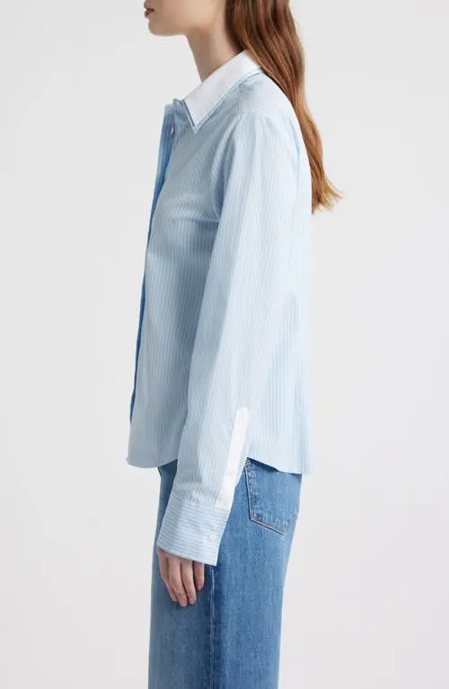 Rag & Bone Striped Cotton Button-up Shirt With Layered Collar