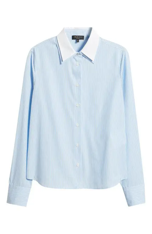 Rag & Bone Striped Cotton Button-up Shirt With Layered Collar