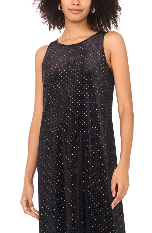 Vince Camuto Dot Keyhole Back Sleeveless Maxi Dress - Rich Black