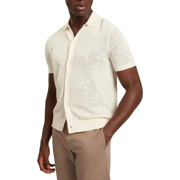Ted Baker London Jorien Short Sleeve Jacquard Knit Button-up Shirt