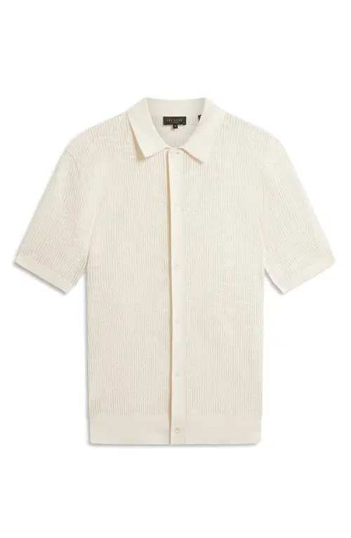Ted Baker London Jorien Short Sleeve Jacquard Knit Button-up Shirt