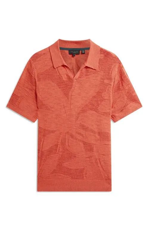 Ted Baker London Sidraha Jacquard Knit Cotton & Linen Polo