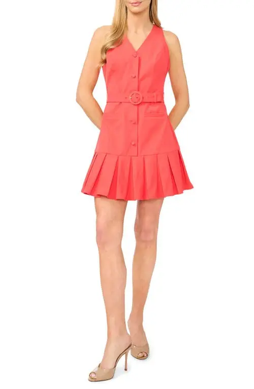 CECE DUPRAZ Pleated Hem Sleeveless Minidress - Cayenne