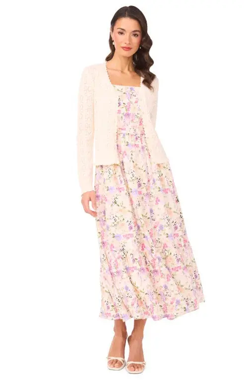 CECE DUPRAZ Pointelle Stitch Bow Cotton Cardigan - Eggnog