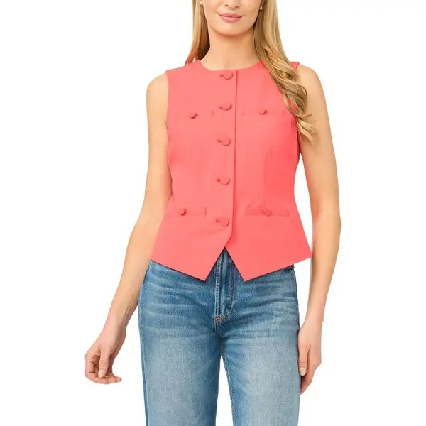 CECE DUPRAZ Button Detailed Cutaway Vest