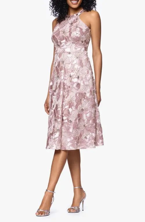 Betsy & Adam Soutache Sequin Sleeveless Cocktail Dress