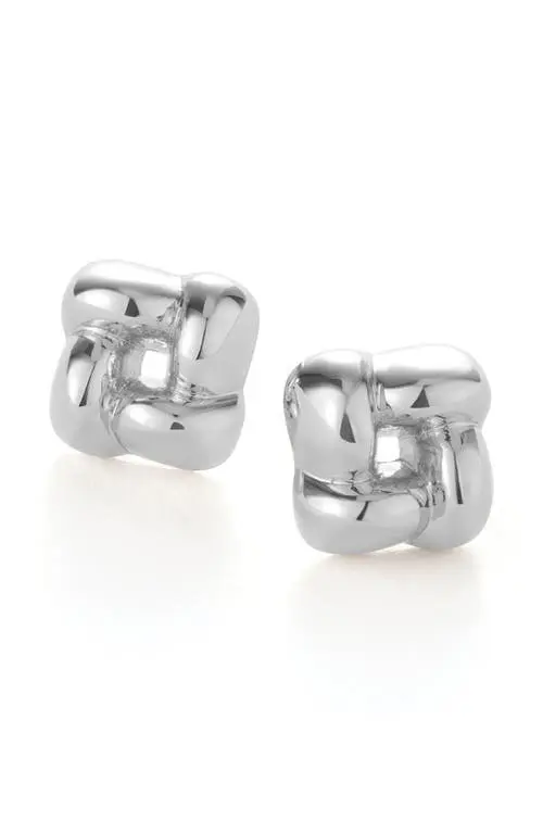 Jenny Bird Mini Woven Square Stud Earrings - High Polish Silver