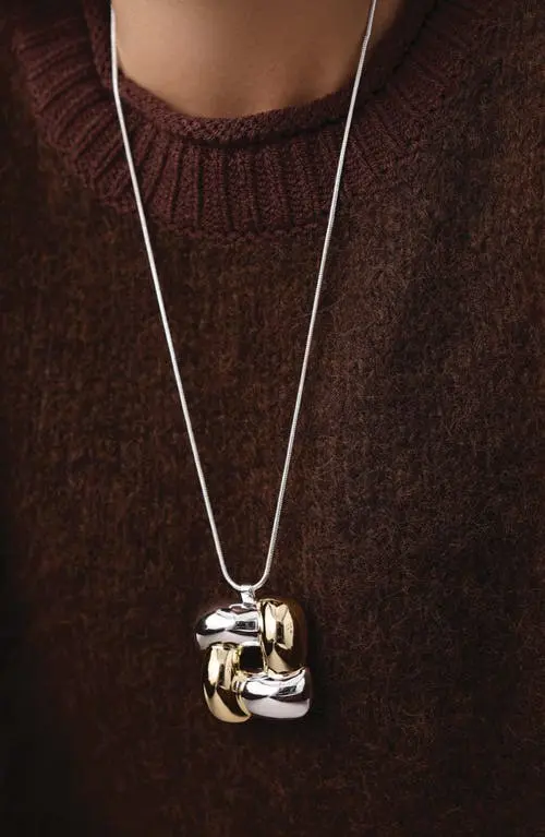 Jenny Bird Woven Square Pendant Chain Necklace - Two-tone
